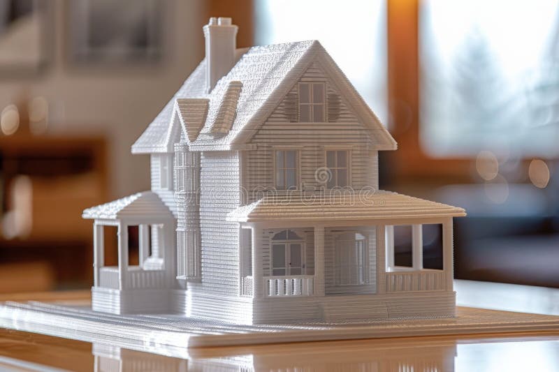 3D-printed house model stock illustration. Illustration of structure ...