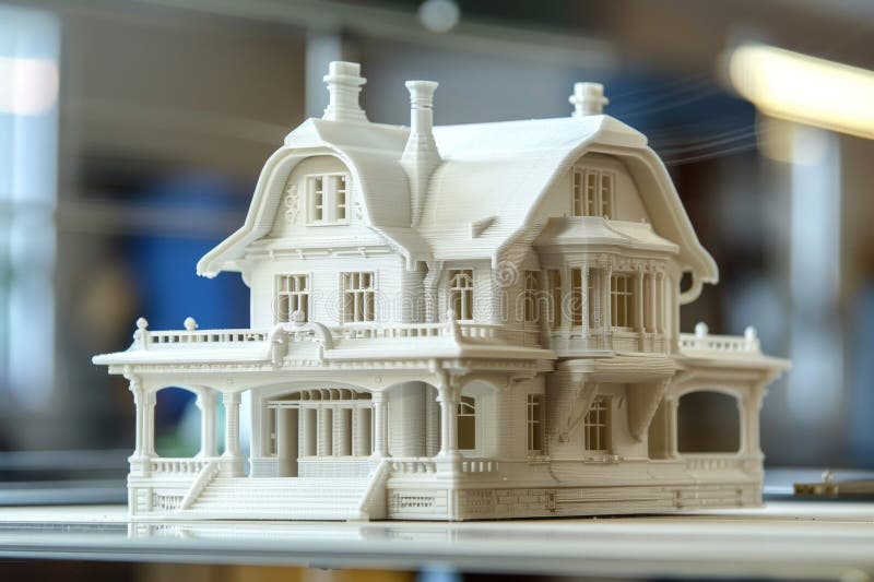 3D-printed house model stock illustration. Illustration of structure ...