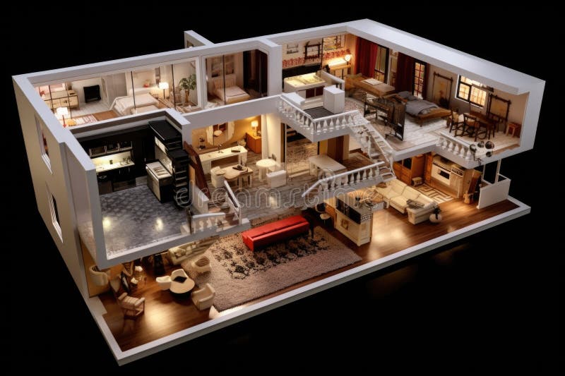 3d Printed House Model Showcasing Interior Layout Stock Illustration ...