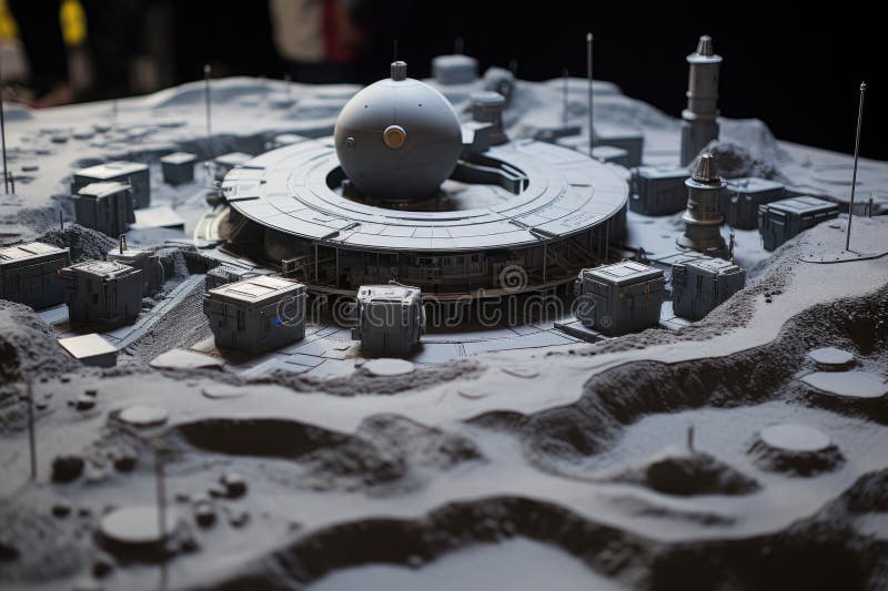 A 3d-printed Lunar Base Model with Solar Panel Installations Stock ...