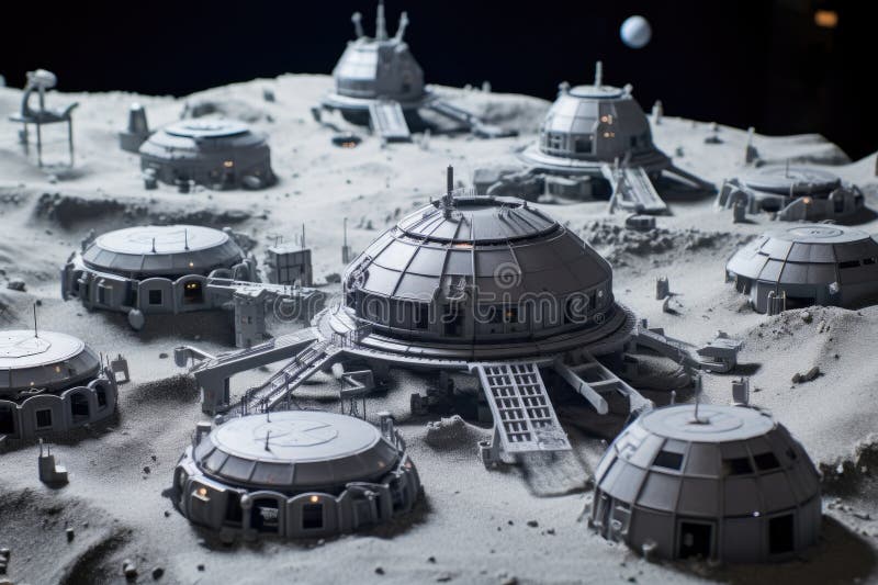 3d Printed Lunar Base Modules Connected Together Stock Illustration ...