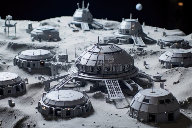 3d Printed Lunar Base Modules Connected Together Stock Illustration ...