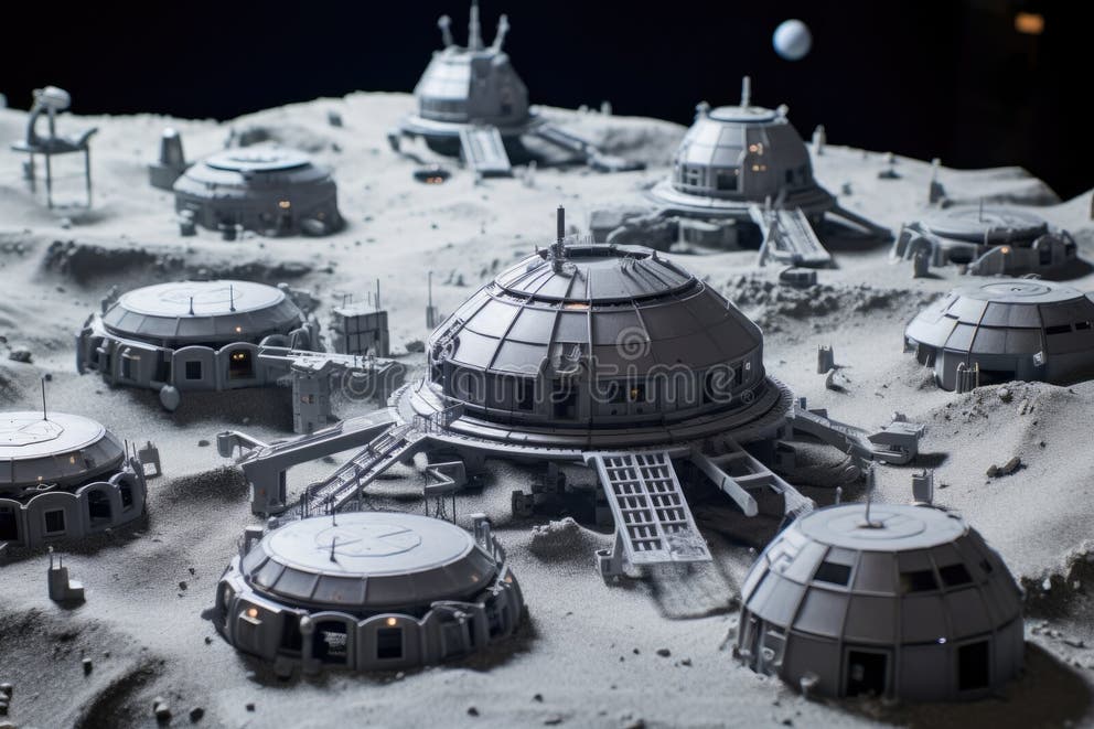 3d Printed Lunar Base Modules Connected Together Stock Illustration ...