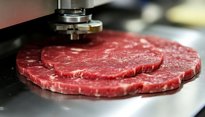 3D Printed Meat Close-Up View of Layered Raw Beef, Highlighting Food ...