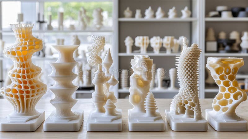 3D Printed Models on Display at a Tech Fair Stock Illustration ...