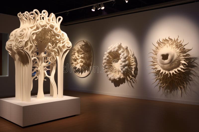 3d-printed Organic Shapes in an Art Exhibit Stock Illustration ...
