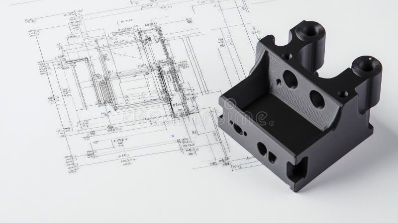 3d Printed Part Laying on Technical Drawing Blueprint Stock Image ...