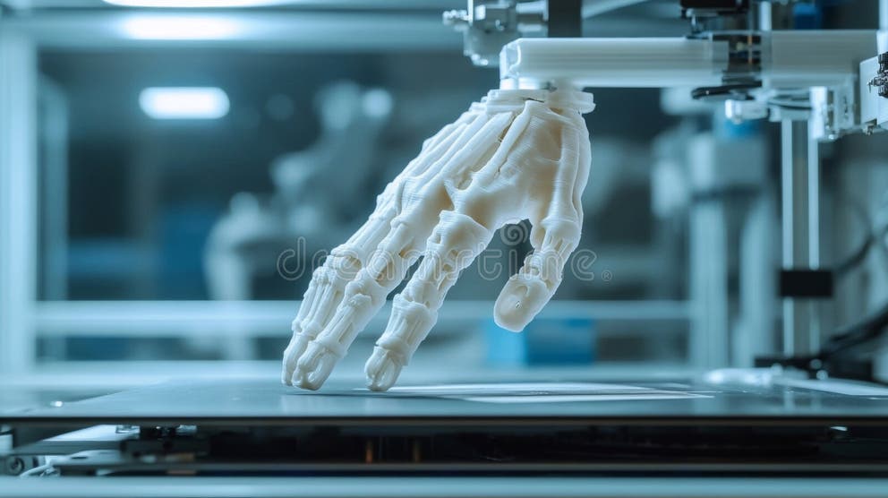 3D Printed Prosthetic Hand Model on Robotic Platform Stock Illustration ...