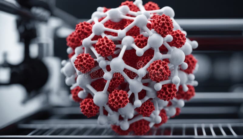 3D Printed Red and White Spherical Structure Stock Illustration ...