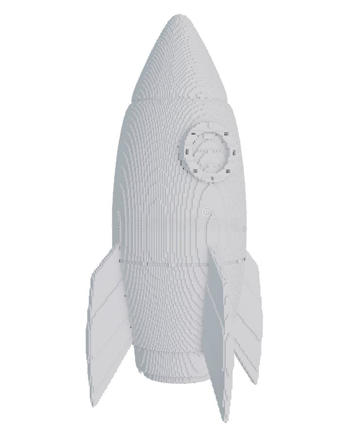 3d Printed Rocket Isolated on White Background Stock Illustration ...