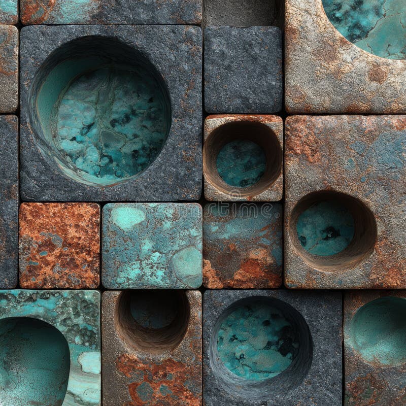 3D Printed Tile Matrix with Modular Voids Oxidize 03 Stock Illustration ...