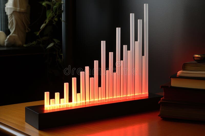3d Printed Upward-trending Bar Chart on a Lighted Desk Stock ...