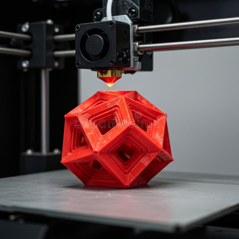 A 3D Printer is Actively Creating a Geometric Object, Likely a Complex ...