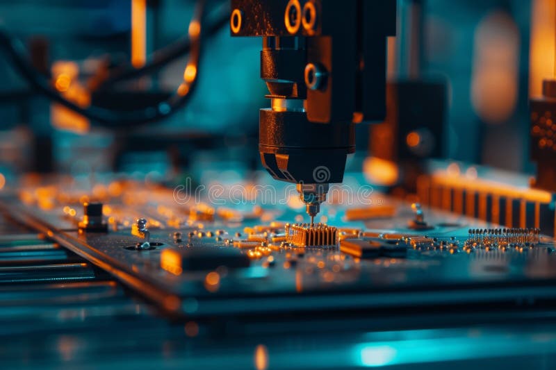 A 3D Printer Assembling Electronic Pieces for a Hightech Gadget Stock ...