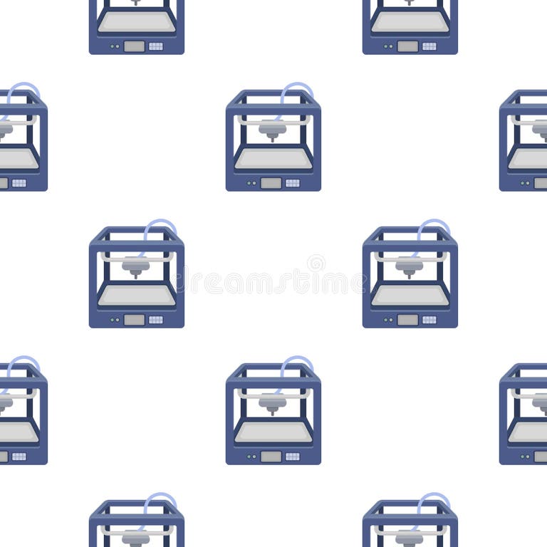 3D Printer in Cartoon Style Isolated on White Background. Typography ...