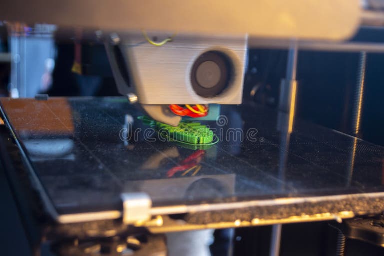3D Printer Close Up Working 3D Printer in Process Printing Object ...