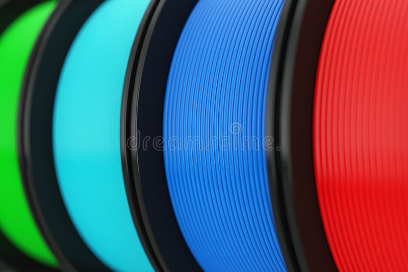 3d Printer Color Filament Coils. 3d Rendering Stock Illustration ...