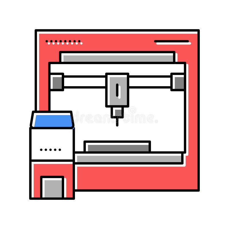 3d Printer Color Icon Vector Illustration Stock Vector - Illustration ...