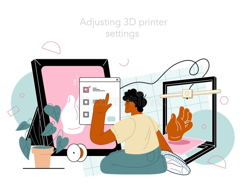 3D Printer Concept. Digital Designer with Electronic Tools Making Stock ...