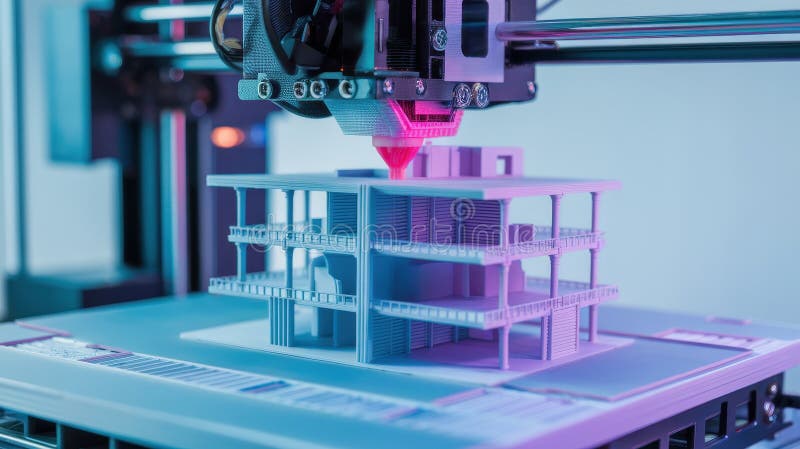 A 3D Printer Constructing a Detailed Architectural Model, Showcasing ...