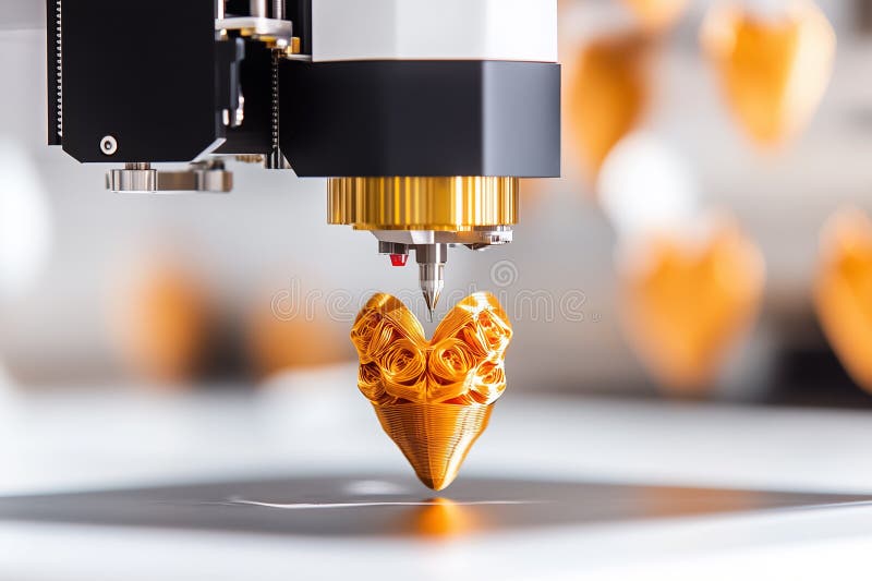 3D Printer Constructs Detailed Orange Heart Shape in Contemporary ...