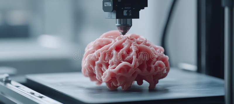 3D Printer Crafting Pink Plant-Based Meat, Cell-Cultured Vegan Steak ...