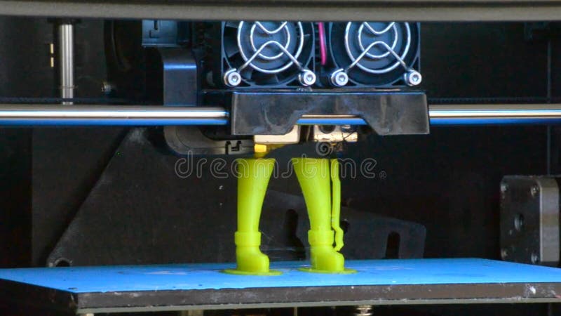 The 3D Printer Creates a Green Object Stock Footage - Video of ...
