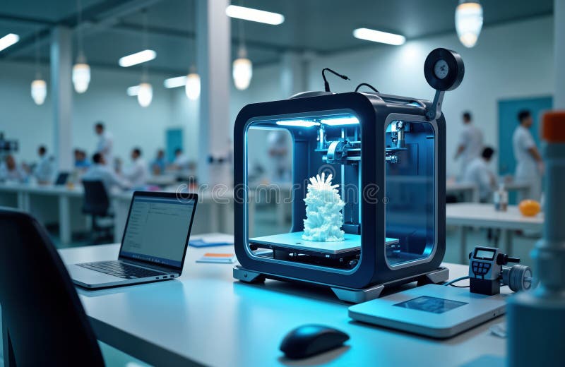3D Printer Creates Medical Object in Modern Lab. Scientists Work on ...