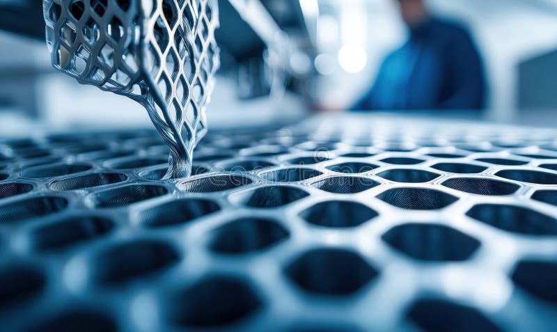 3D Printer Creates Metal Net Stock Illustration - Illustration of ...