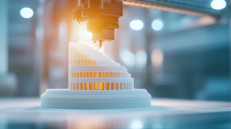 3D Printer Creating Architectural Model with Precision Stock Illustration - Illustration of ...