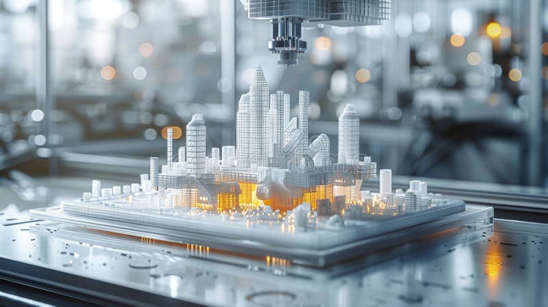 3D Printer Creating Architectural Model, Showcasing Future Construction ...