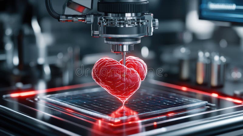 3D Printer Creating Artificial Heart Stock Image - Image of surgery ...