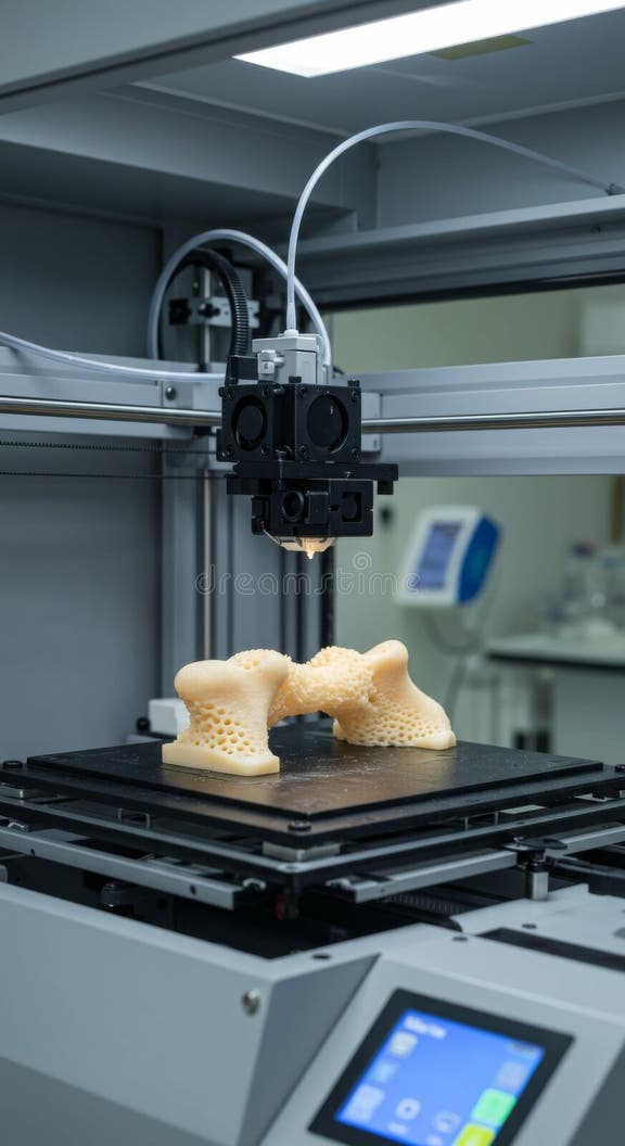 3D Printer Creating Beige Objects in a Lab Stock Illustration ...