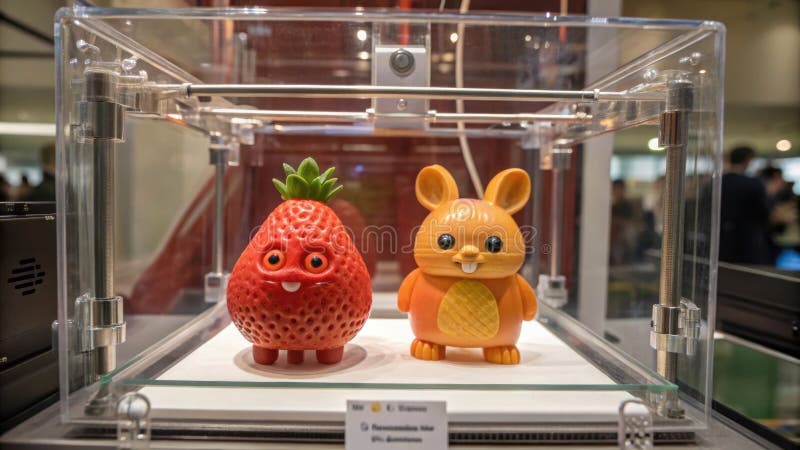 3d Printer Creating Cartoon Food Figures Inside Transparent Enclosure ...