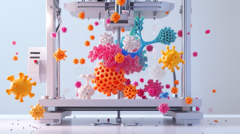 3D Printer Creating Colorful Molecular Structures Stock Image - Image ...