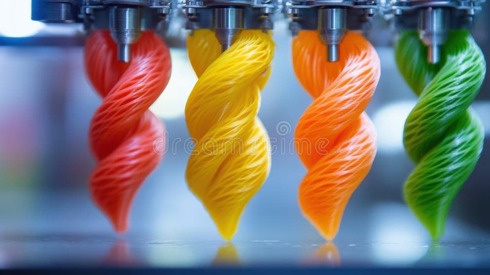 3d Printer Creating Colorful Spiral Objects with Additive Manufacturing ...