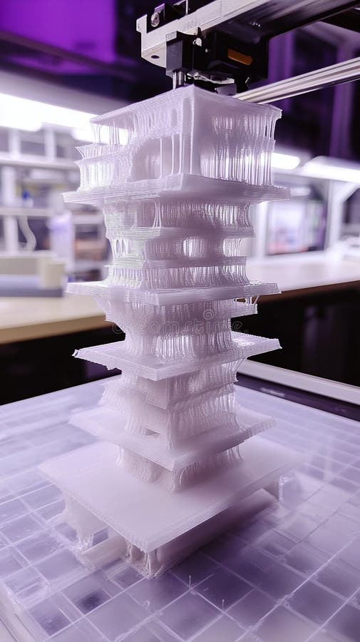 A 3d Printer Creating A Complex Model Layer By Layer In A Tech Lab