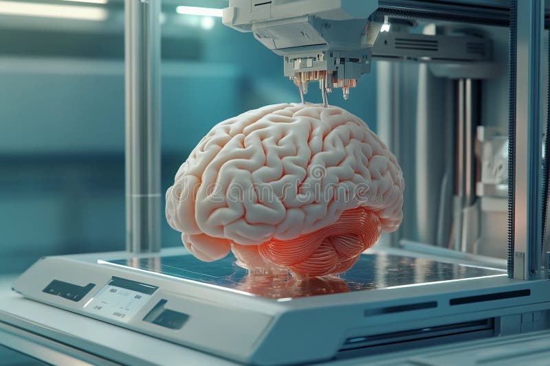 3D Printer Creating a Detailed Model of a Human Brain in a Laboratory ...