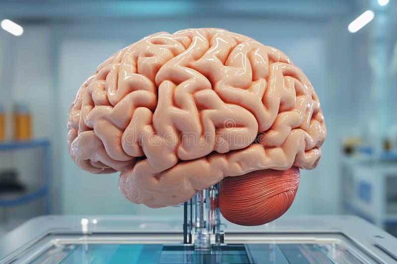 3D Printer Creating a Detailed Model of a Human Brain in a Laboratory ...
