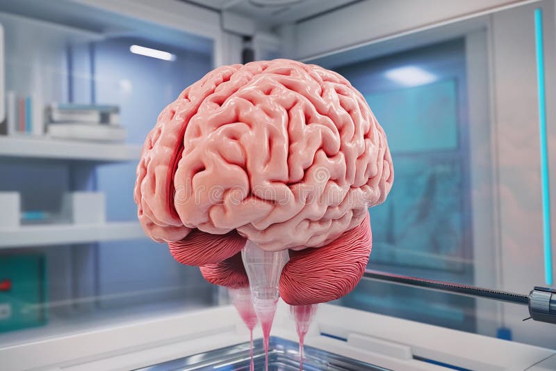 3D Printer Creating a Detailed Model of a Human Brain in a Laboratory ...