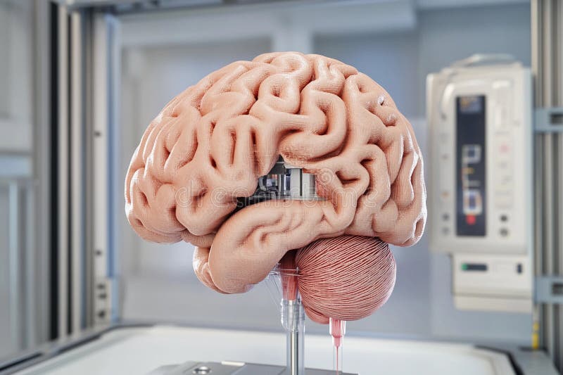 3D Printer Creating a Detailed Model of a Human Brain in a Laboratory ...