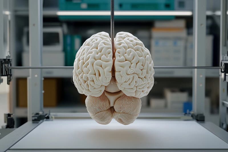 3D Printer Creating a Detailed Model of a Human Brain in a Laboratory ...