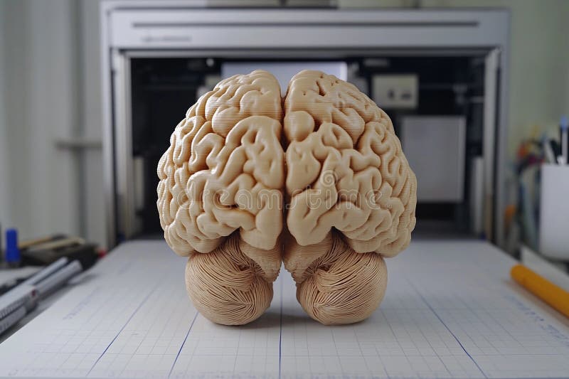 3D Printer Creating a Detailed Model of a Human Brain in a Laboratory ...