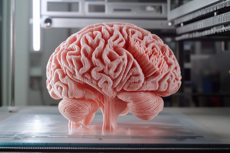 3D Printer Creating a Detailed Model of a Human Brain in a Laboratory ...