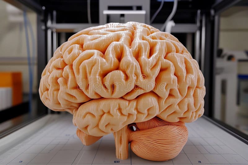 3D Printer Creating a Detailed Model of a Human Brain in a Laboratory ...