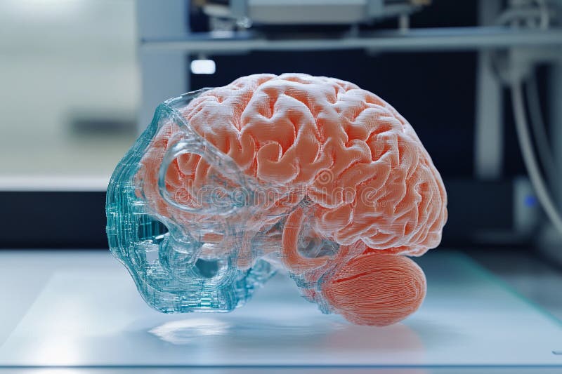 3D Printer Creating a Detailed Model of a Human Brain in a Laboratory ...