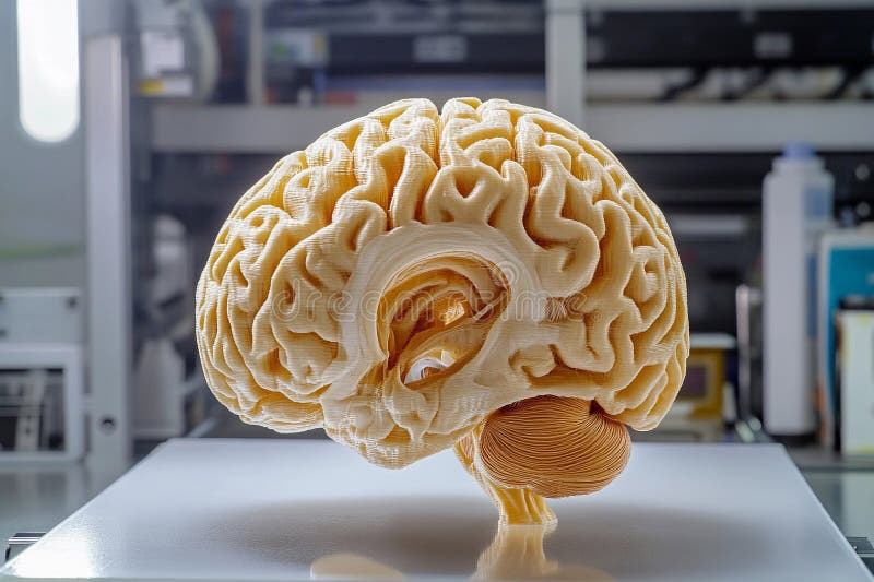 3D Printer Creating a Detailed Model of a Human Brain in a Laboratory ...