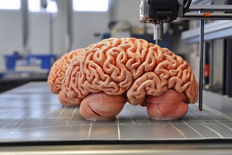 3D Printer Creating a Detailed Model of a Human Brain in a Laboratory ...