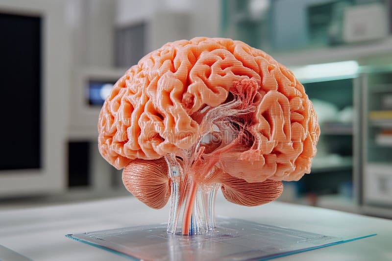3D Printer Creating a Detailed Model of a Human Brain in a Laboratory ...