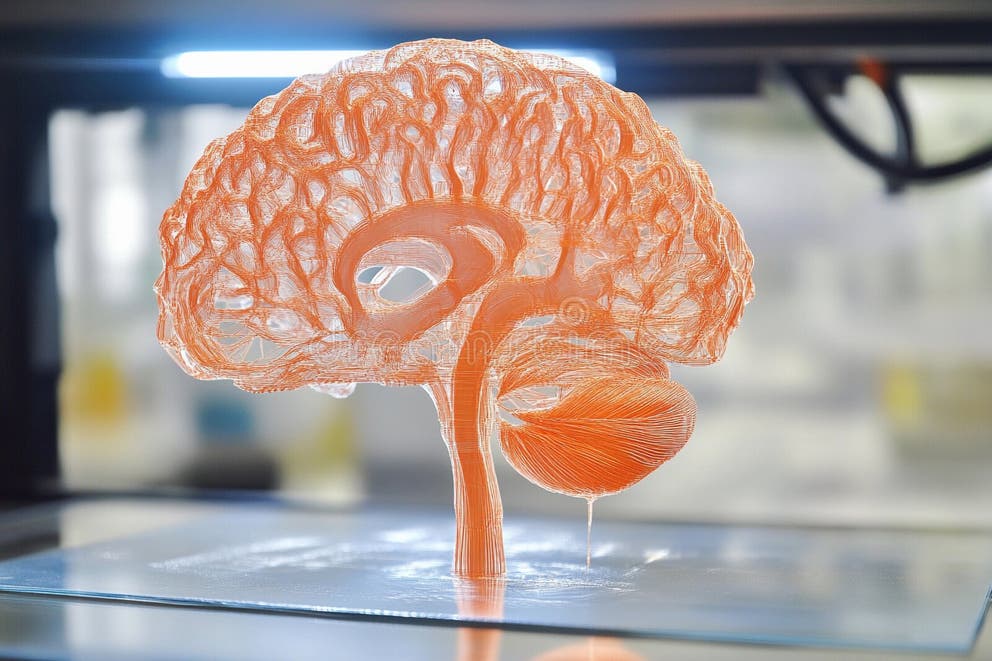 3D Printer Creating a Detailed Model of a Human Brain in a Laboratory ...